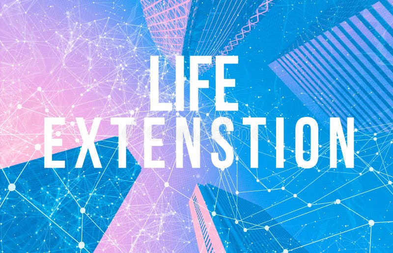 Life Extension Theme with Abstract Patterns and Skyscrapers Stock Photo ...
