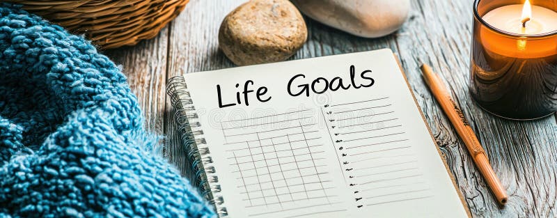 Life Goals Journal Page with Cozy Elements and Calming Candle Stock ...