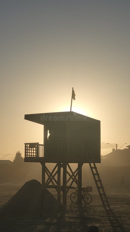 Life Guard House Sunset Beach Stock Photo - Image of black, streetlight ...