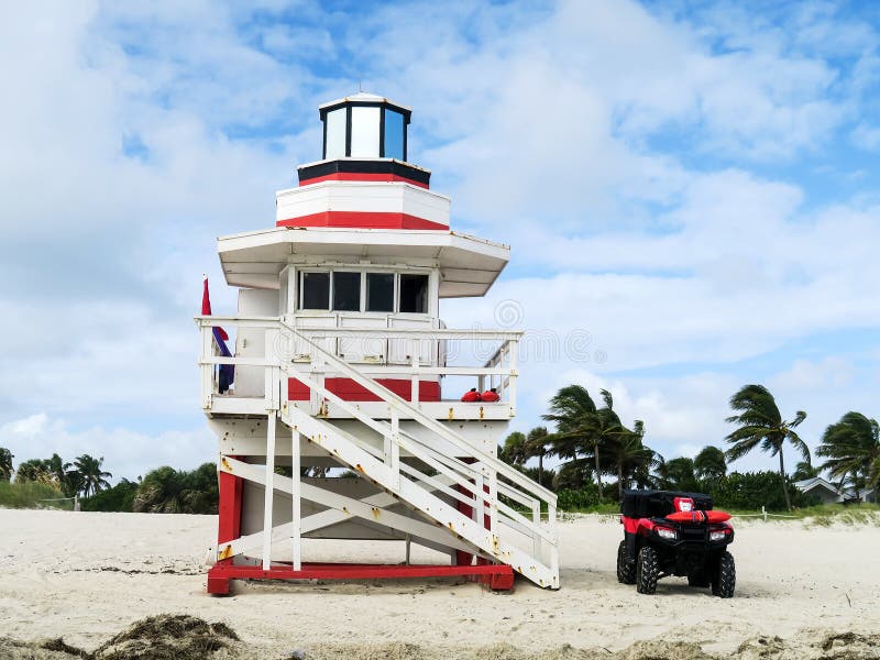 Life guard post stock image. Image of palm, florida, miami - 79926833