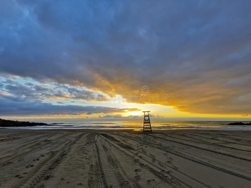 The Life Guard Tower on a Sand Dune at the Beach Stock Photo - Image of ...