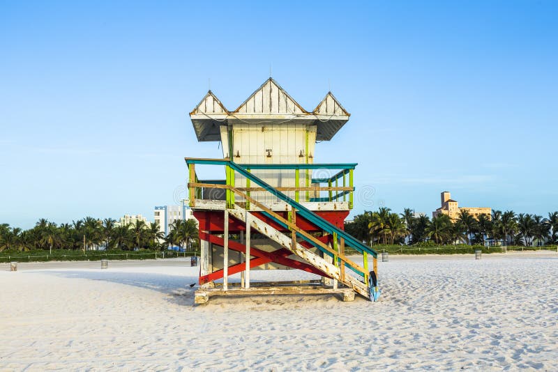 Life Guard Tower on South Beach, Miami Stock Image - Image of design ...