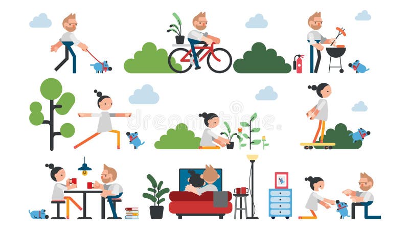 Daily Life at Home of Couples. Young Couples. Doing Various Activities ...