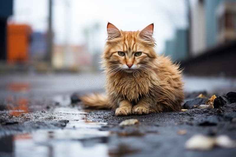 The Life of a Homeless Cat - a Struggle for Survival. AI Generated ...