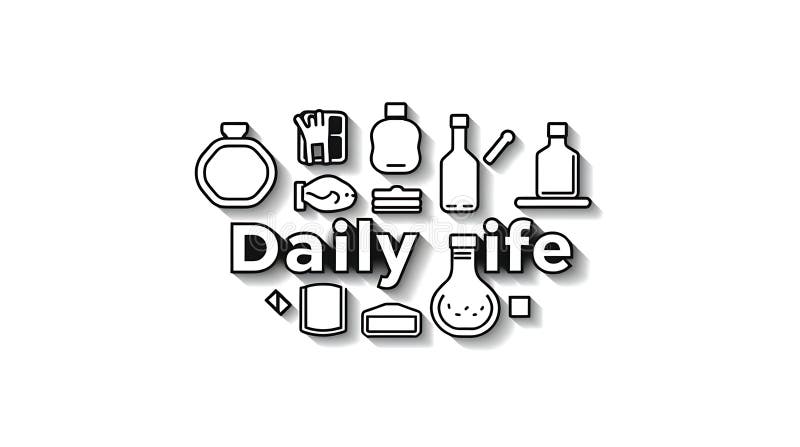 Daily Life Icons Illustration Set of Essential Items for Routine and ...