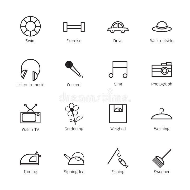 Daily life icons stock vector. Illustration of dinner - 44255719