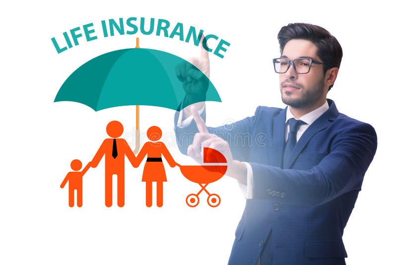 Life Insurance Concept with Businessman Pressing Button Stock Image ...