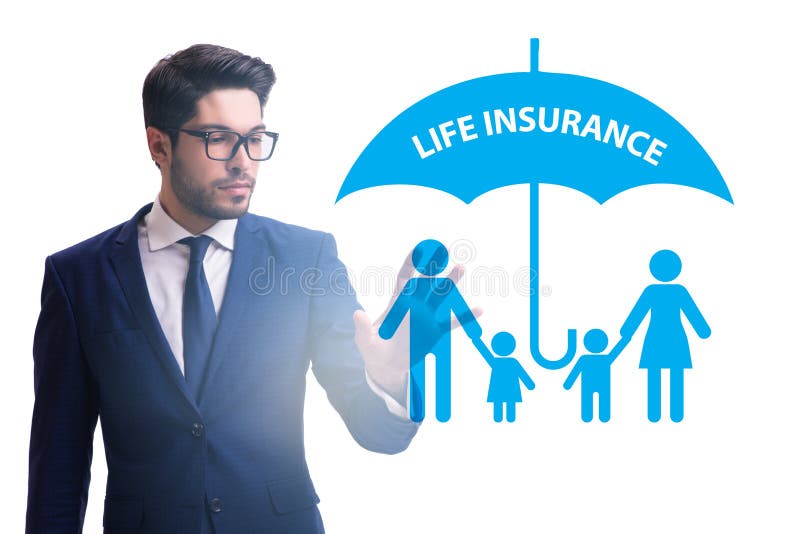 Life Insurance Concept with Businessman Pressing Button Stock Photo ...