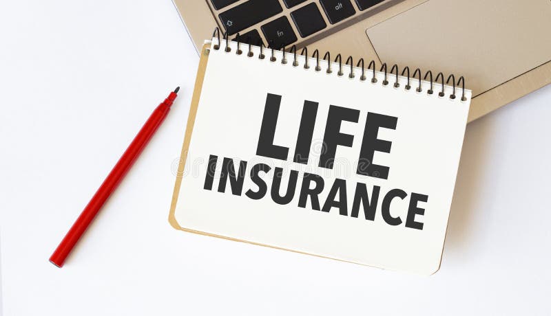 Life Insurance on Notebook with Red Pencil and Laptop Stock Image ...