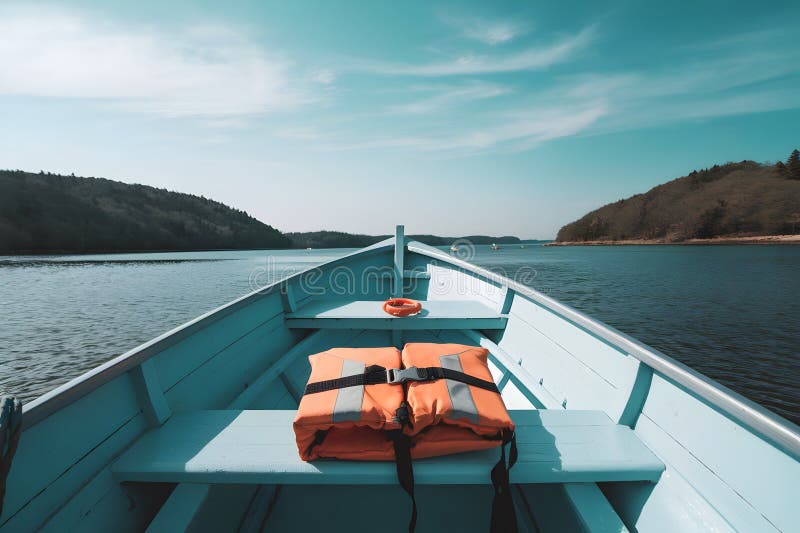 Life Jacket and Whistle on an Empty Boat Stock Illustration ...