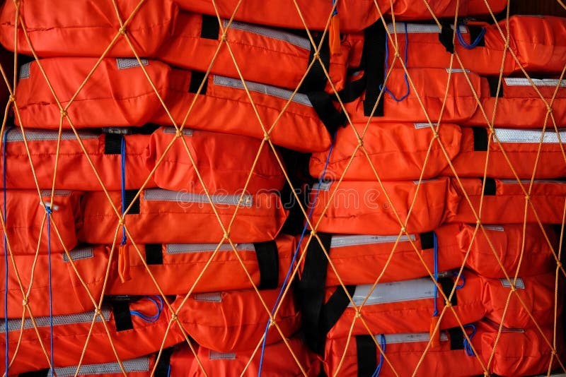Life jackets on the ferry stock photo. Image of safety - 124271498