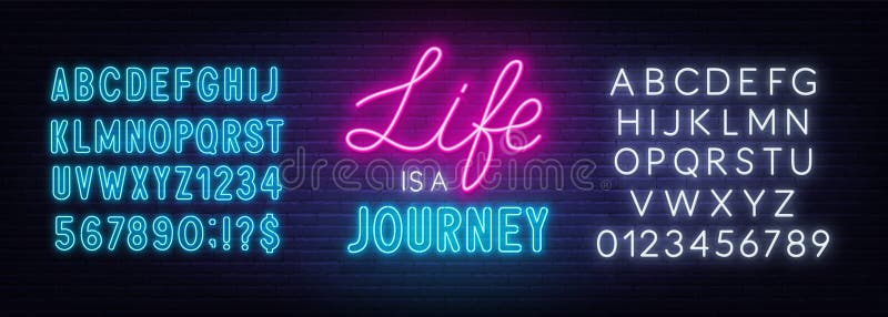 Life is a Journey Neon Lettering on Brick Wall Background. Stock Vector ...