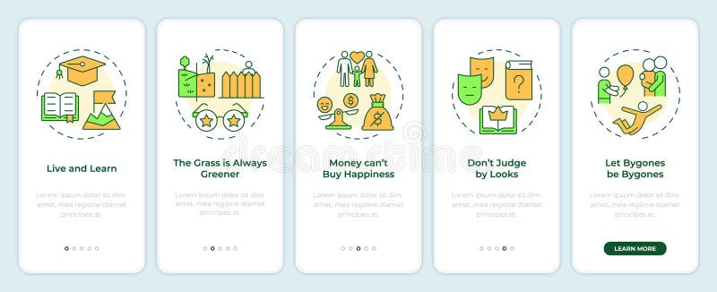 Life Lessons Onboarding Mobile App Screen Stock Illustration ...