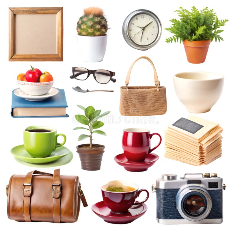 Daily Life Objects on White Background Stock Illustration ...