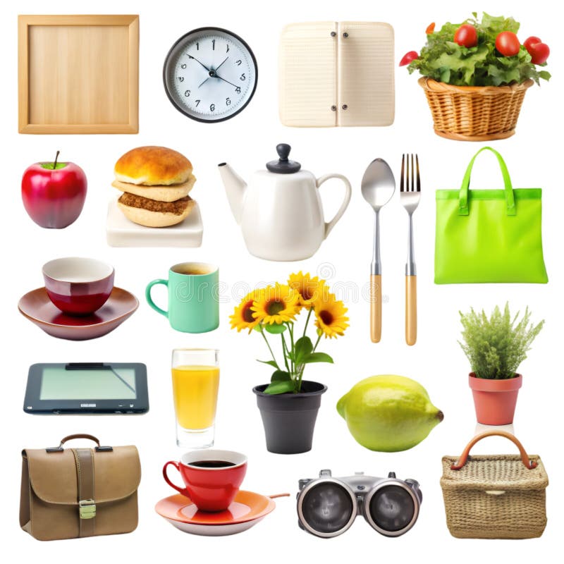 Daily Life Objects on White Background Stock Illustration ...