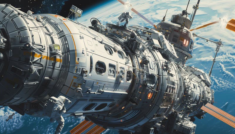 Life in Orbit: the Modern Space Station Stock Illustration ...