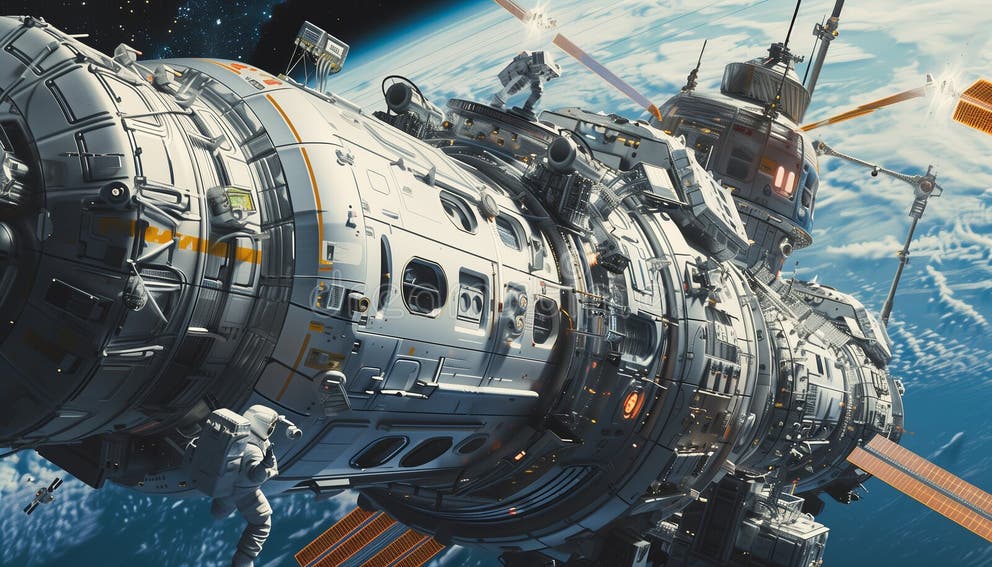 Life in Orbit: the Modern Space Station Stock Illustration ...