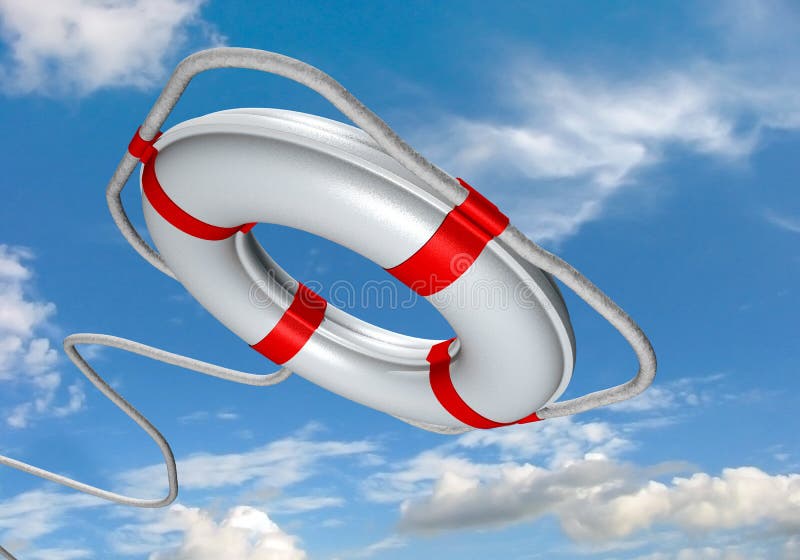 SOS - Life Preserver on Water Surface Stock Illustration - Illustration ...