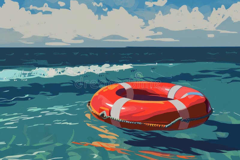 A Life Preserver Floating in the Ocean. Suitable for Water Safety ...