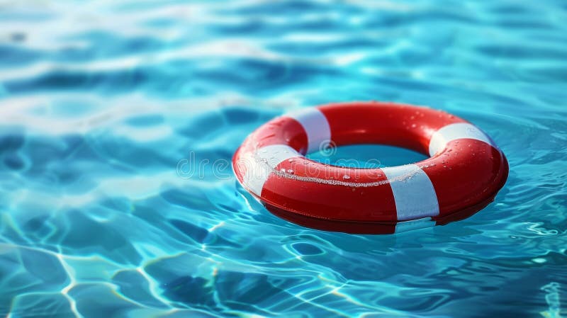 Life Preserver Floating in Pool of Water Stock Photo - Image of ...