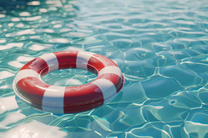 Life Preserver Floating in a Pool of Water, Suitable for Safety and ...