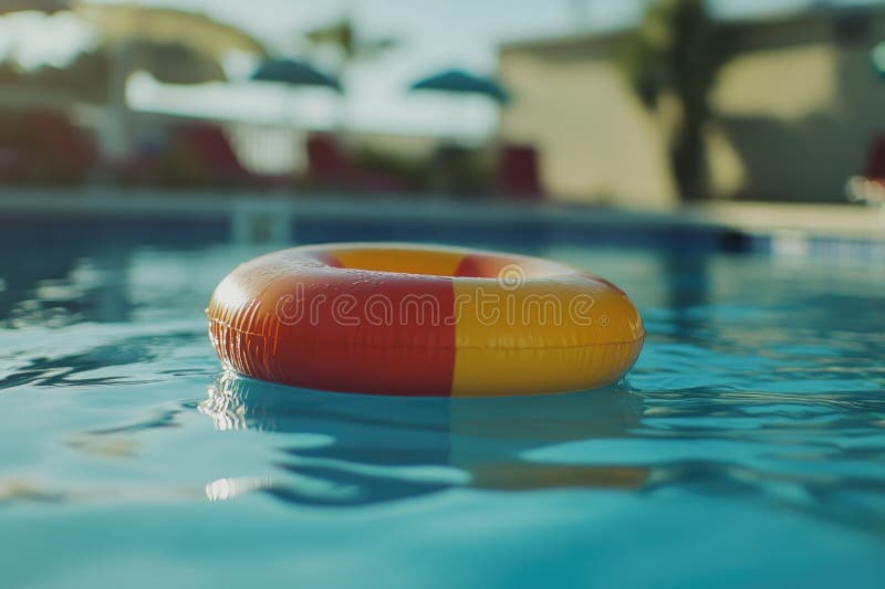 A Life Preserver Floats on the Surface of a Swimming Pool, Ready for ...