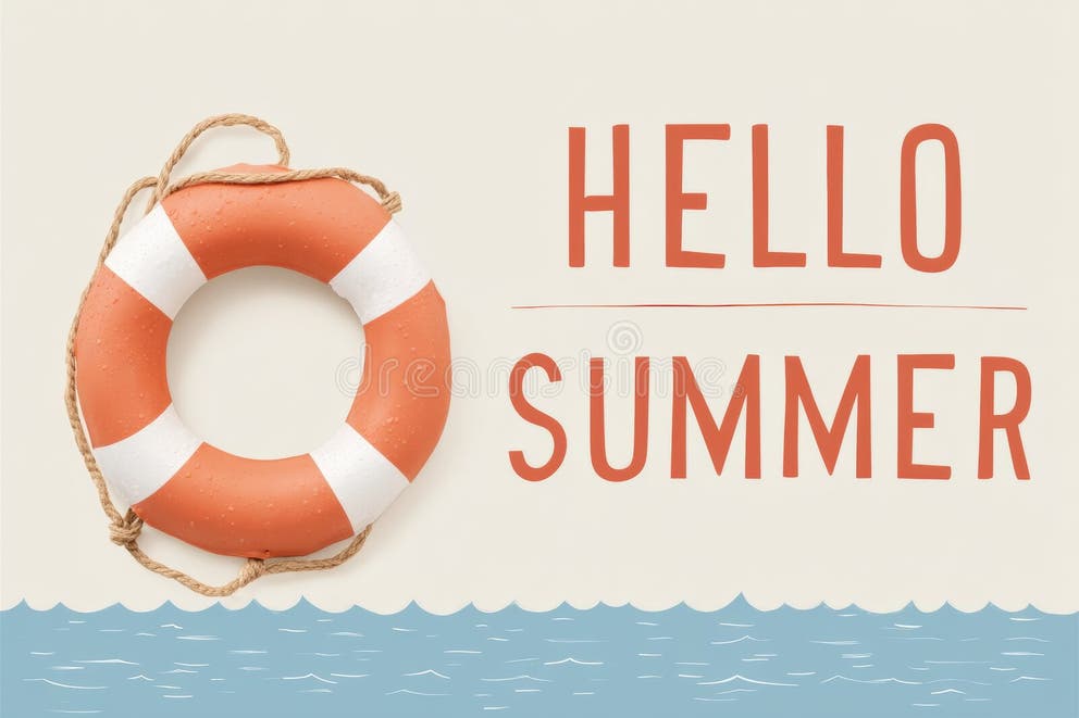 A Life Preserver is Mounted on a Wall, Ready for Emergency Use, Hello Summer Background. Stock ...