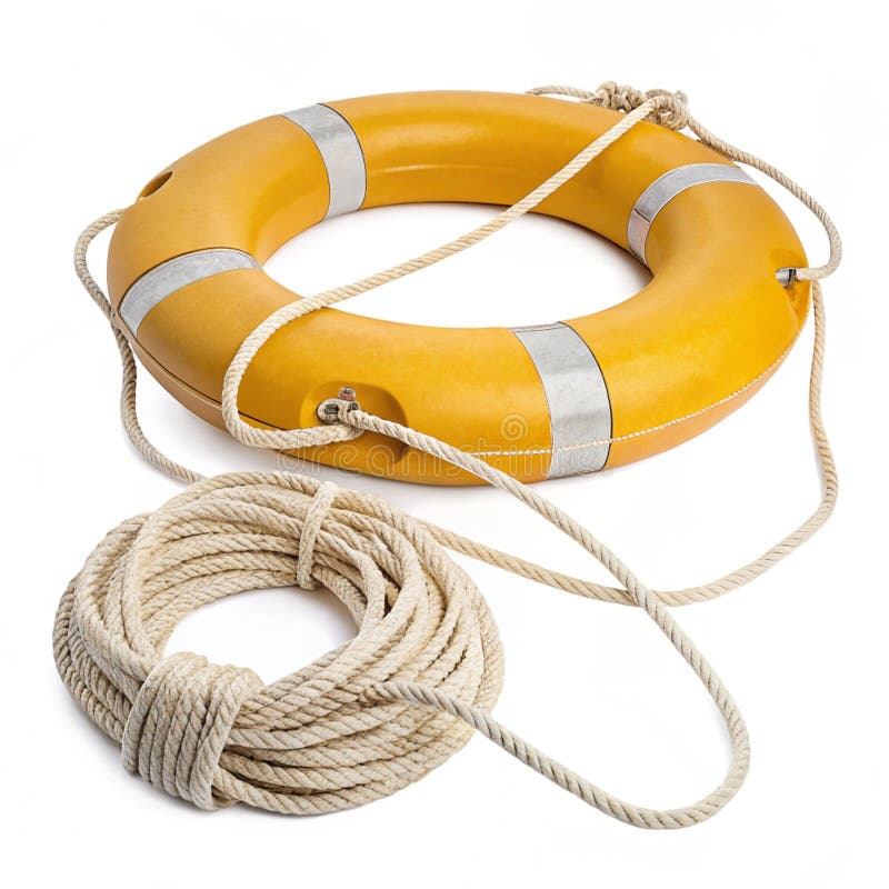 A Life Preserver with a Rope Attached To it Isolated on Transparent ...