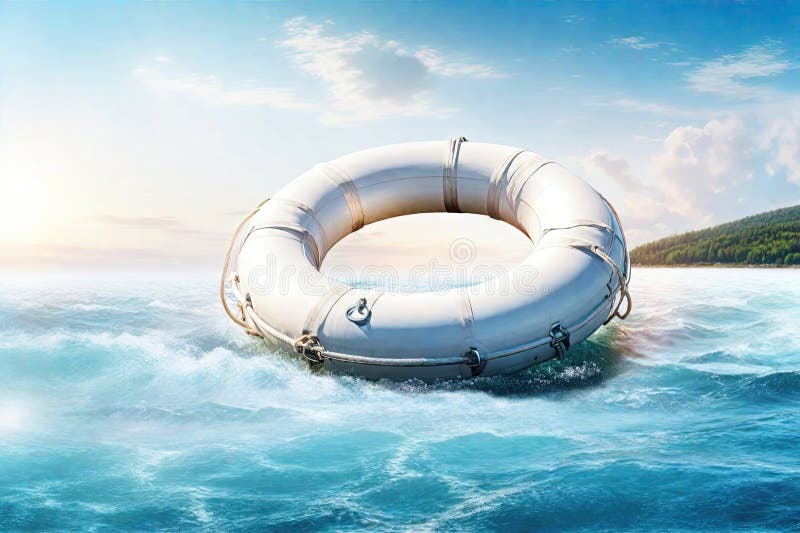 A Life Preserver in the Sea. Stock Illustration - Illustration of ...