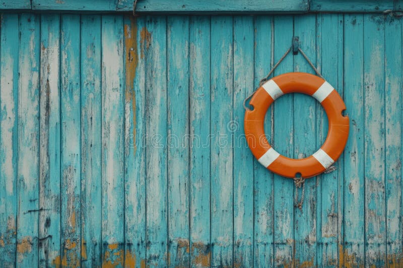 Life Preserver on Wooden Wall Stock Photo - Image of theme, summer ...