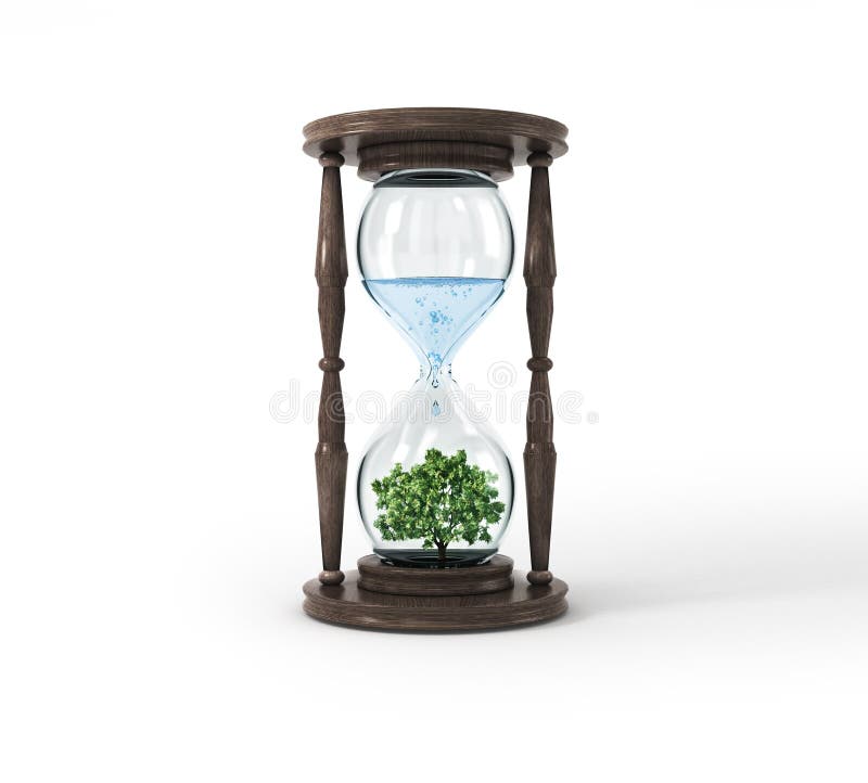 Life Process of Tree Inside Glass Clock, Stock Illustration ...