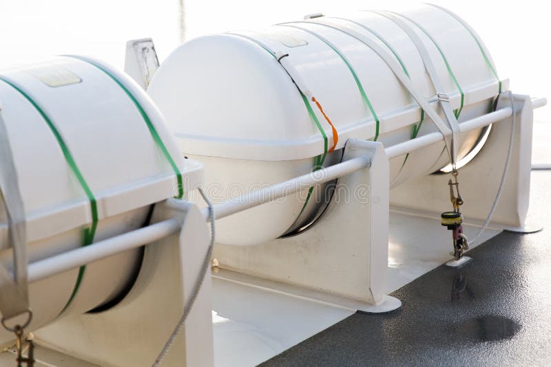 Life Raft Container on Ship or Boat Deck Stock Image - Image of modern ...