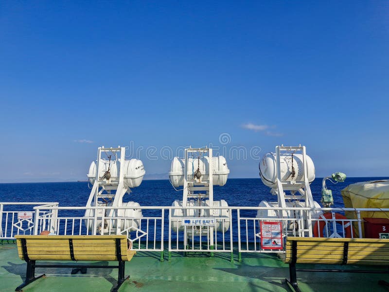 Life raft on the ferry editorial photography. Image of maritime - 350108107