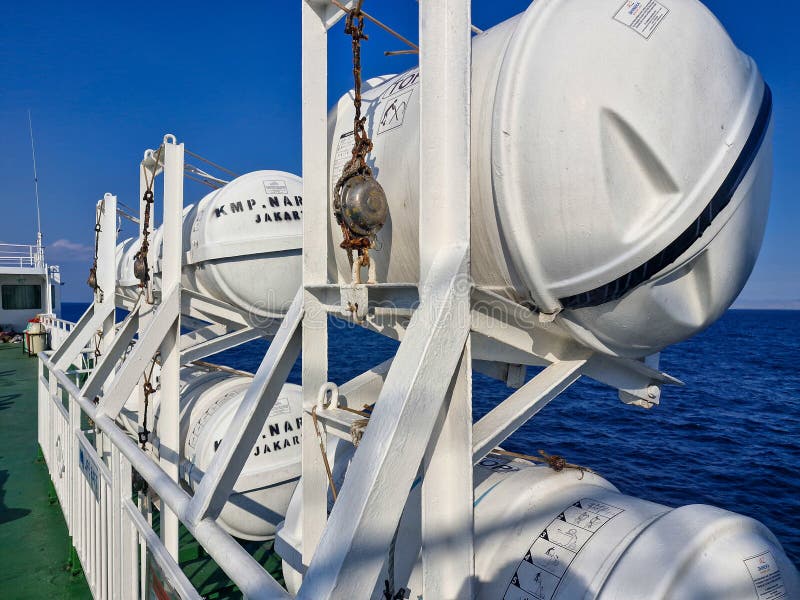 Life raft on the ferry editorial image. Image of raft - 350108175