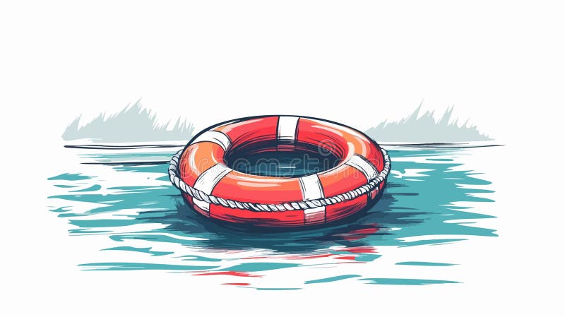 Life Ring Buoy Continuous Line Drawing Banner Vector Illustration Stock ...