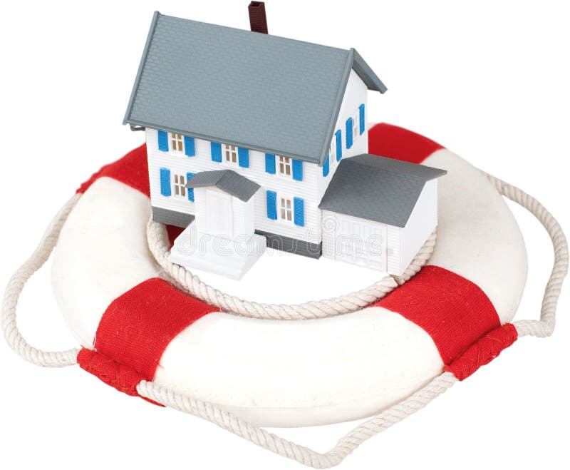 Life Ring With A Home In It - Insurance Concept Stock Photo - Image of ...
