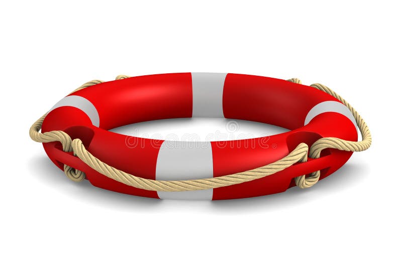 Man with Life Ring on White Background. Isolated 3d Illustration Stock ...