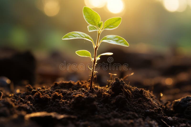 Life S Cycle: a Seedling Emerging from Earth in a Captivating ...