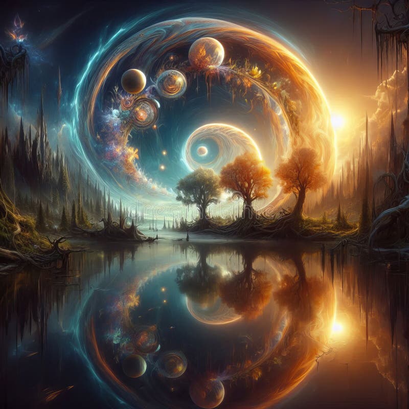 Life S Cycles Mirrored Growth Decay and Resplendent Rebirth Stock ...