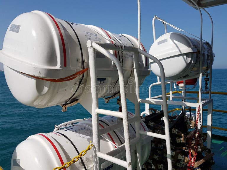 Life Saving Appliance Image from Ship, Life Raft Ready To Launch ...
