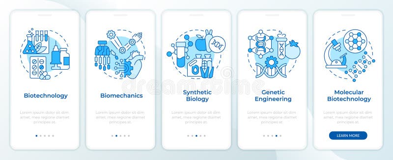 Life Sciences Technologies Blue Onboarding Mobile App Screen Stock ...