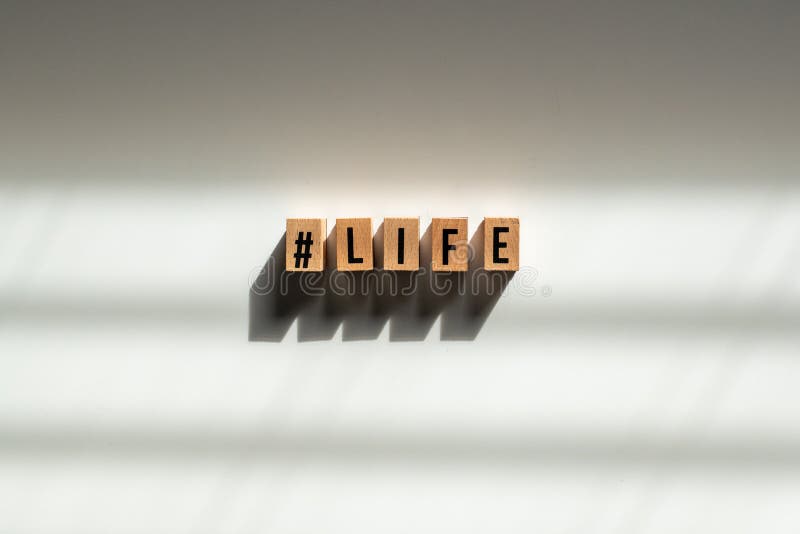 ` Life ` Text Made of Wooden Cube on White Background with Shadow Stock ...