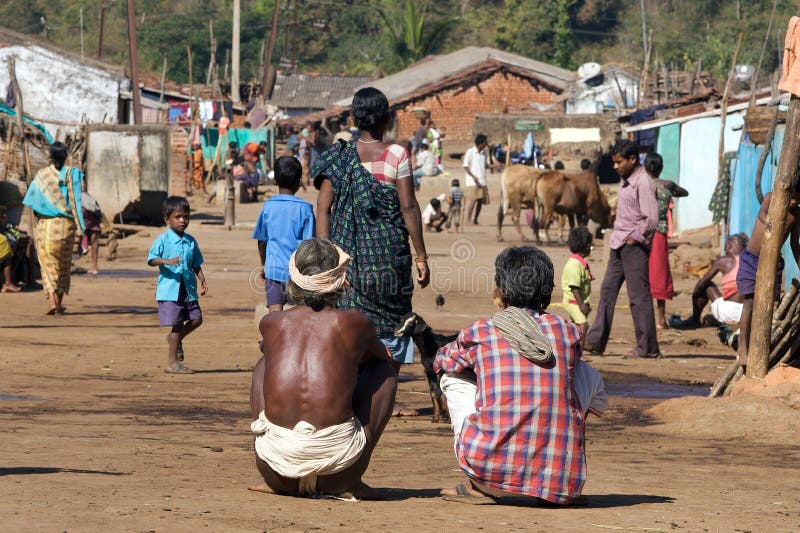 Life in a tribal village editorial stock image. Image of rimitive ...