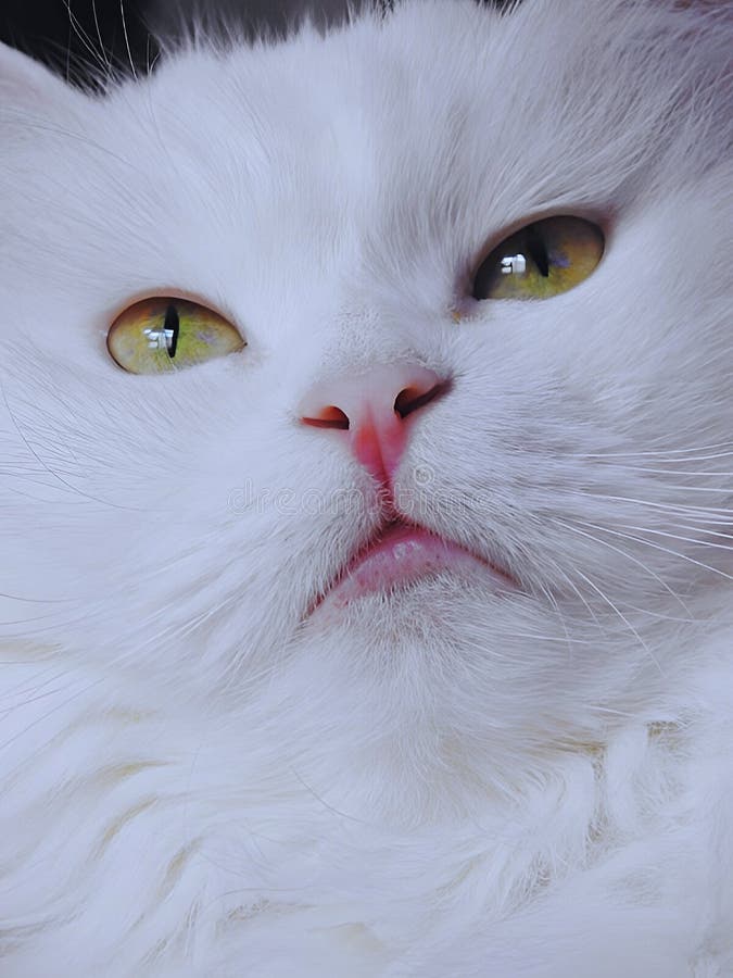 Life of a White Fluffy Cat (Turkish Angora Breed) Stock Photo - Image ...