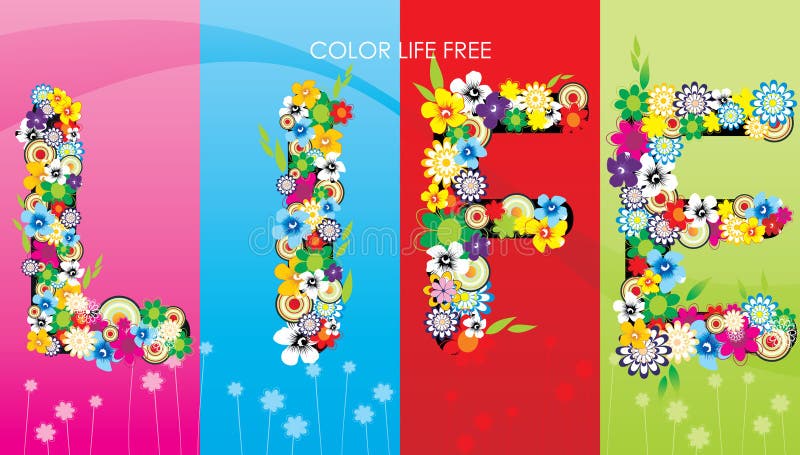 Life word stock vector. Illustration of background, flower - 47958399