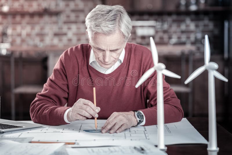Earnest Male Engineer Drawing Plan Stock Image - Image of ecology ...