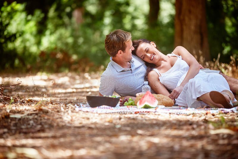 Life with You is always a Picnic. an Affectionate Couple Enjoying a ...