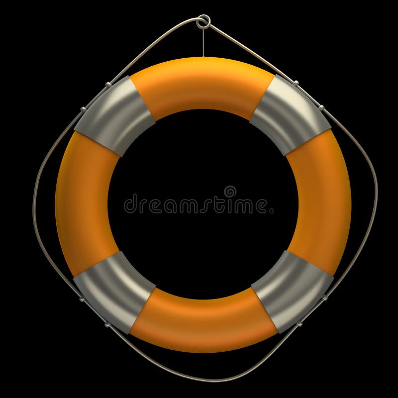Lifebelt isolated on black stock illustration. Illustration of circle ...