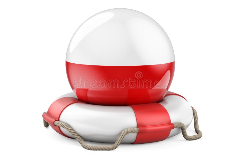 Lifebelt with Polish Flag. Safe, Help and Protect of Poland Concept ...