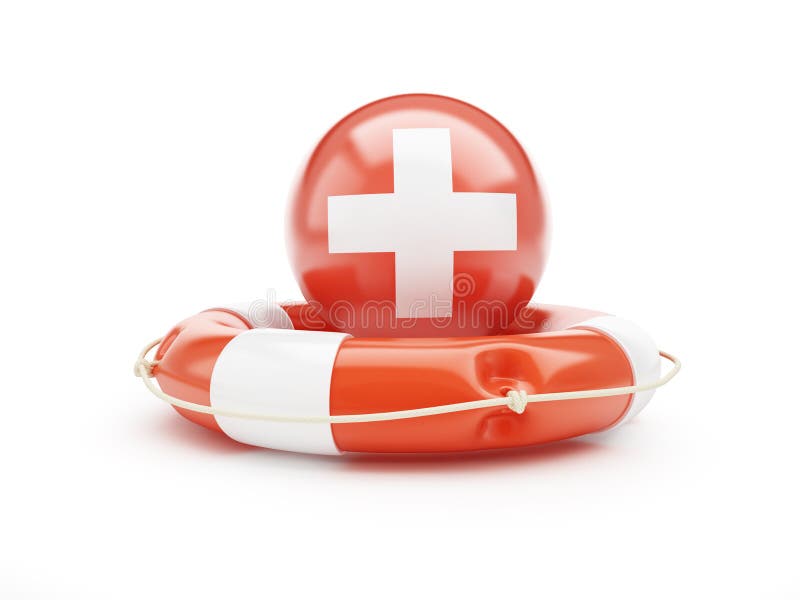 Lifebelt with Switzerland Flag Help on a White Background Stock ...